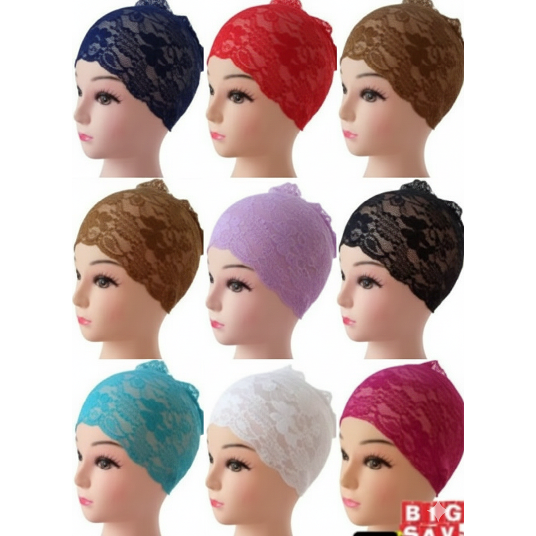 Lace Band Net Hijab Caps Pack Of 10 | Buy Now – Amber's Hijab